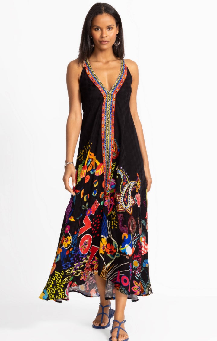 JOHNNY WAS C30625-4 Eva Dress- Jenny Black Ground | The Gift Solution