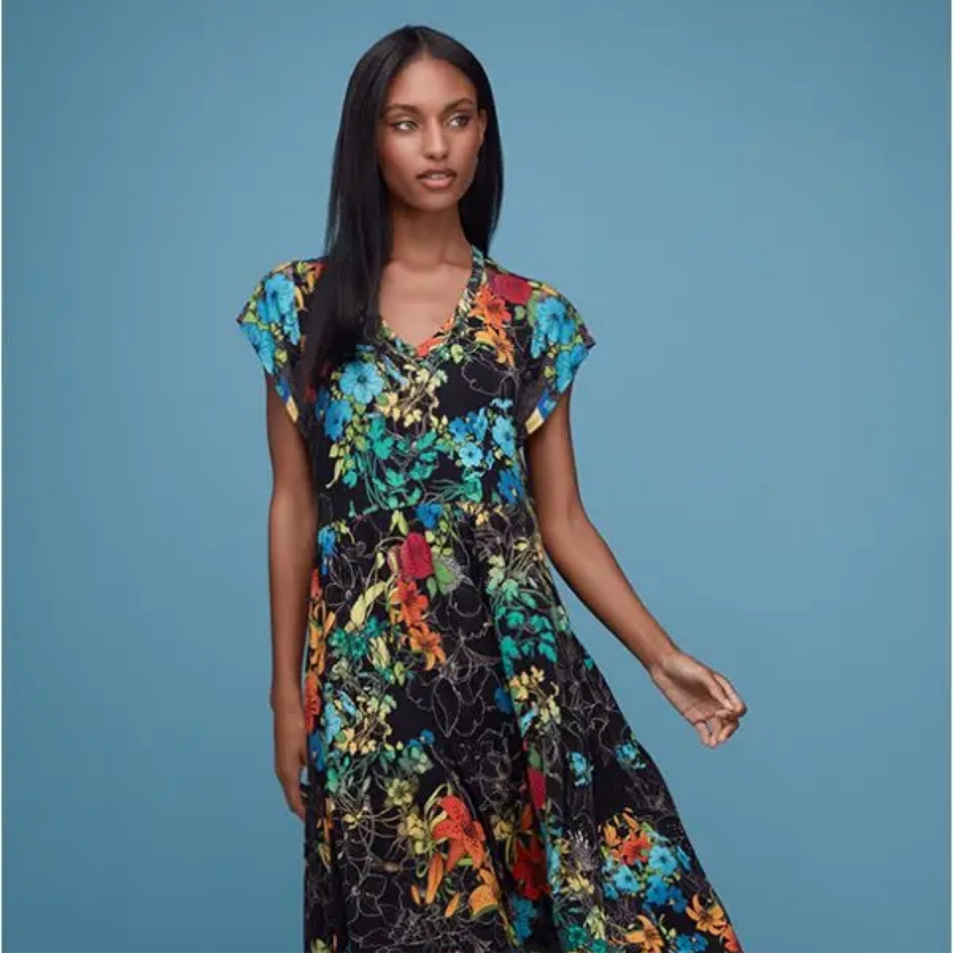 Johnny Was T32923-2 Nero Tiered Tea length dress - Multi | The Gift Solution