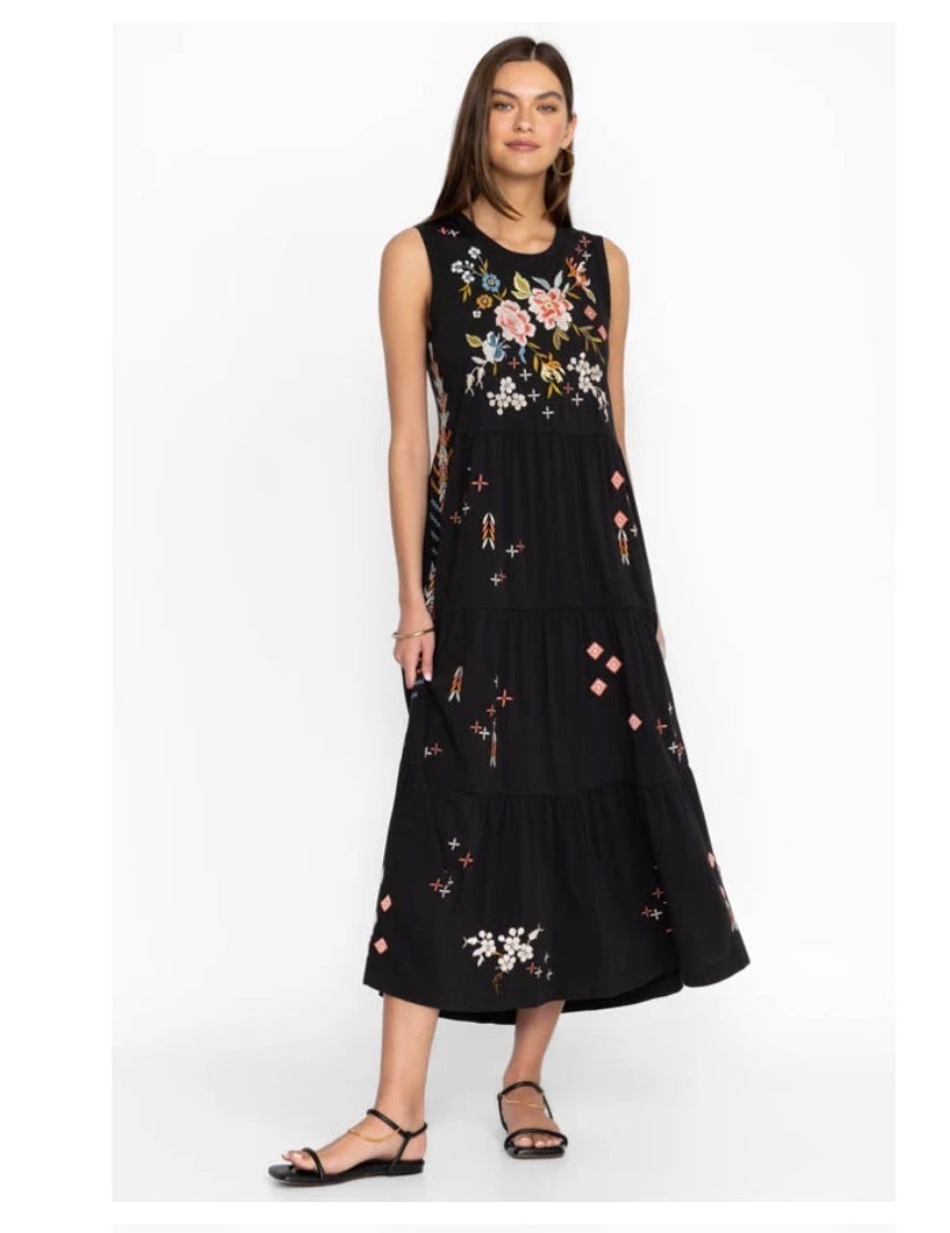Johnny Was J37723-4 Ceretti Tiered Maxi Dress - Black | The Gift Solution